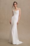 Watters Garance Cowl-Neck Satin Sheath Wedding Gown | Anthropologie