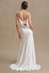 Watters Garance Cowl-Neck Satin Sheath Wedding Gown | Anthropologie