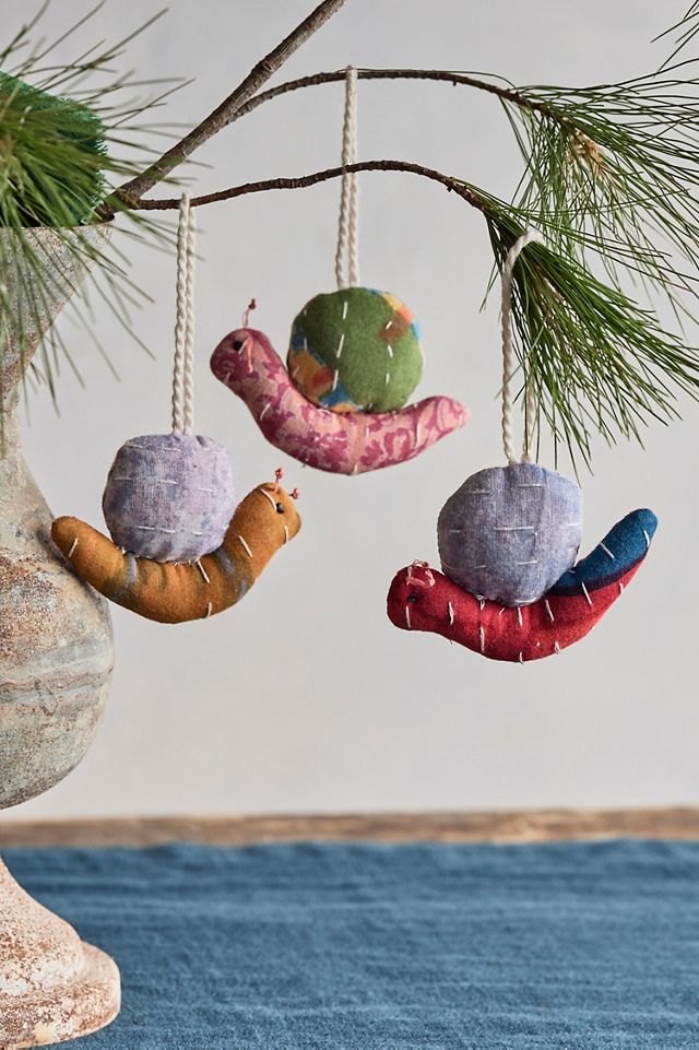 Snail Kantha Fabric Ornaments, Set of 3 | Anthropologie