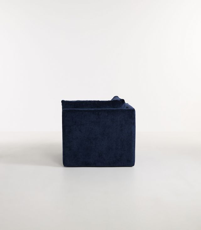 Milou Oxford Blue Chenille Modular One Arm Left Chair Anthroliving