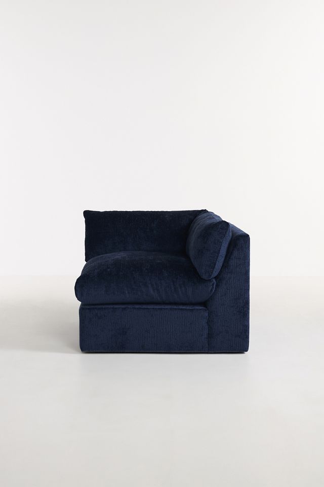 Milou Oxford Blue Chenille Modular Corner Chair Anthroliving