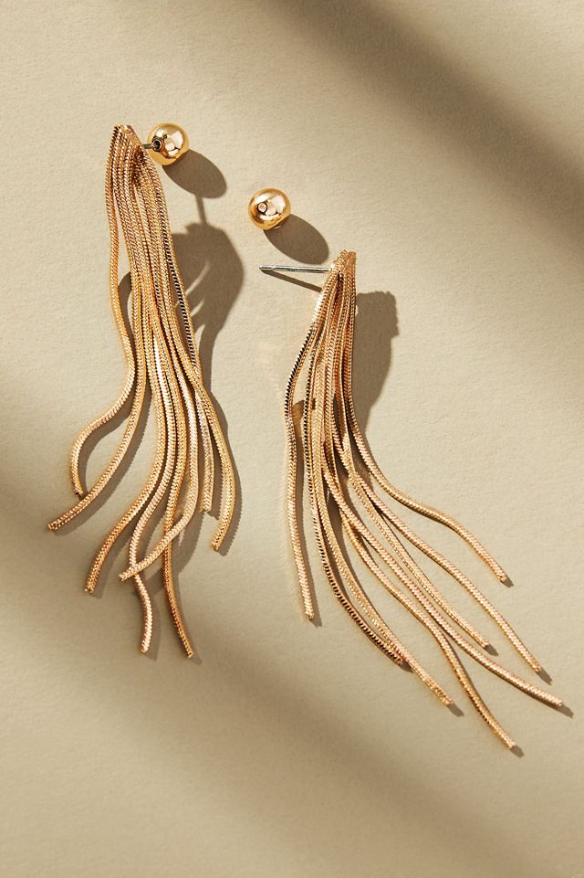 Snake Chain Fringe Waterfall Earrings | Anthropologie