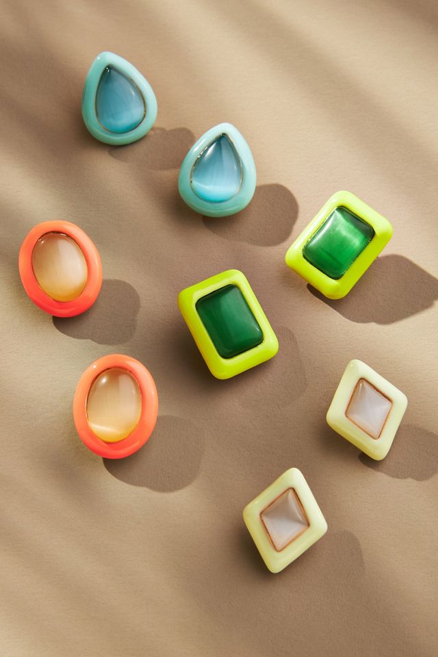 Geometric Colorblock Post Earrings | Anthropologie