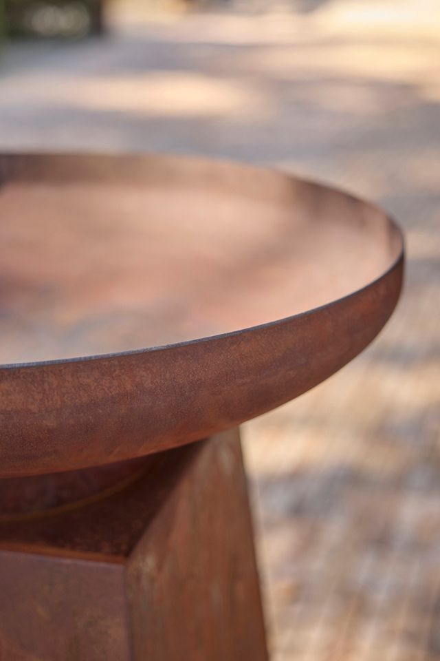 Weathering Steel Pedestal Bowl Fire Pit | Terrain