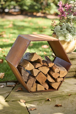 Weathering Steel Hexagon Log Holder | Anthropologie