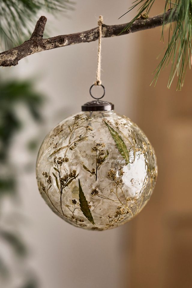 Pressed Botanicals Glass Globe Ornament | Anthropologie