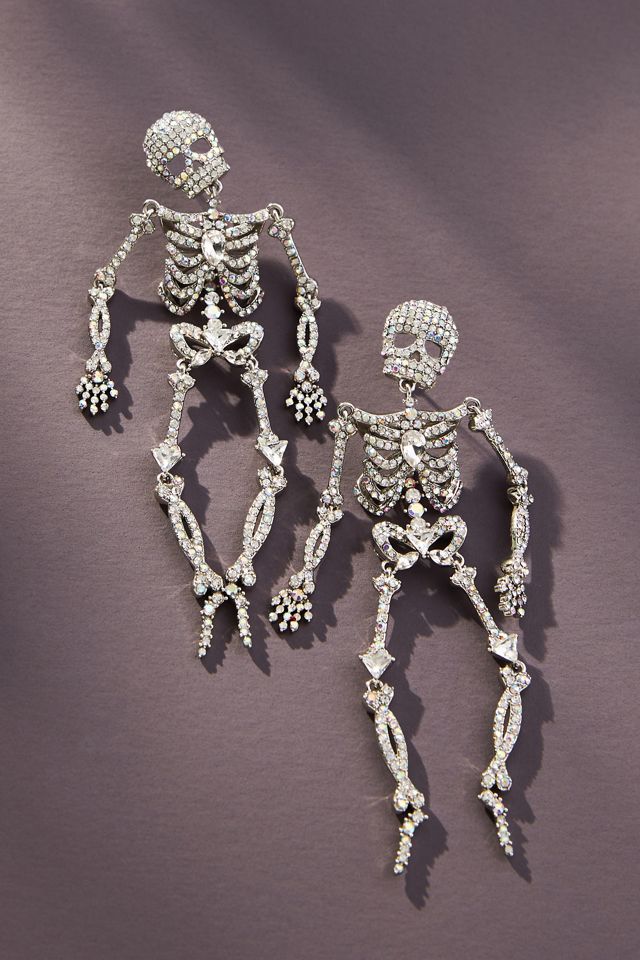 BaubleBar Bonafide Bones Small Pavé Skeleton Earrings | Anthropologie