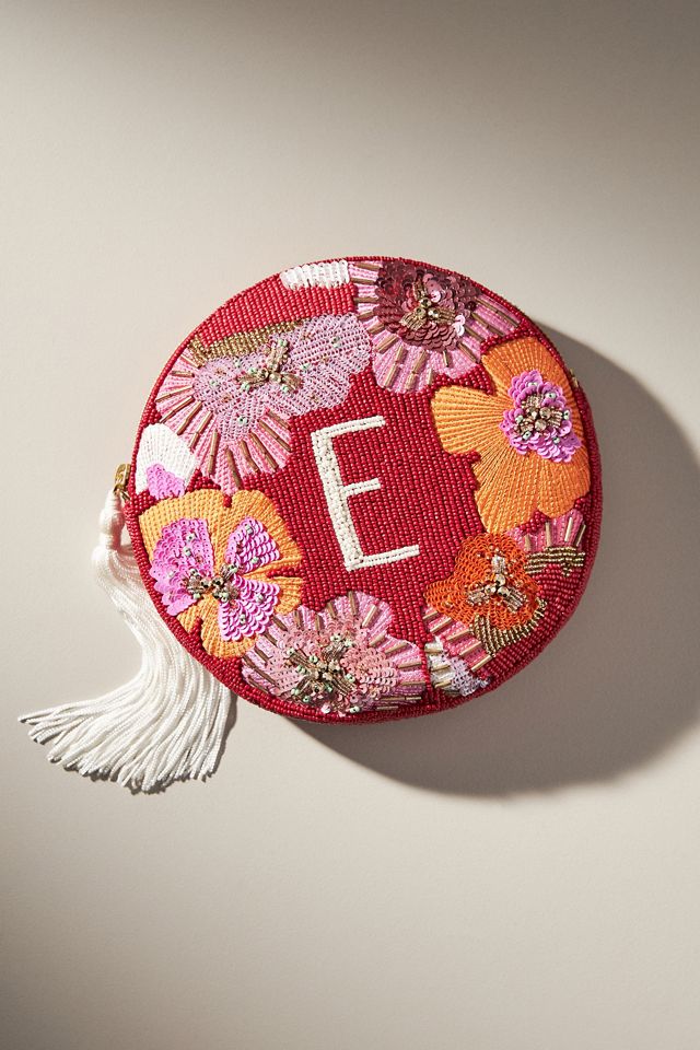 Holiday Monogram Embellished Pouch | Anthropologie