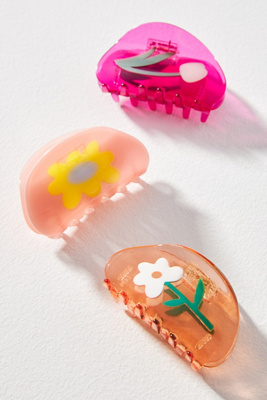 Floral Inlay Hair Claw Clips, Set of 3 | Anthropologie