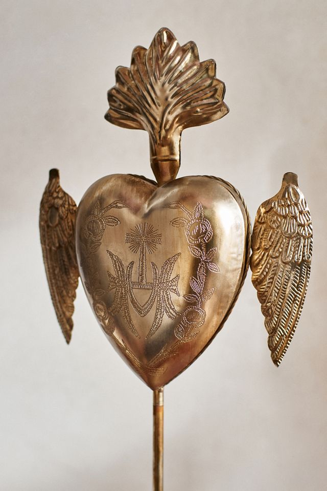Gilded Winged Heart Locket on Stand | Terrain