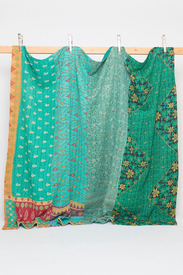 Anchal King Vintage Kantha Quilt No. K230207 | Anthropologie