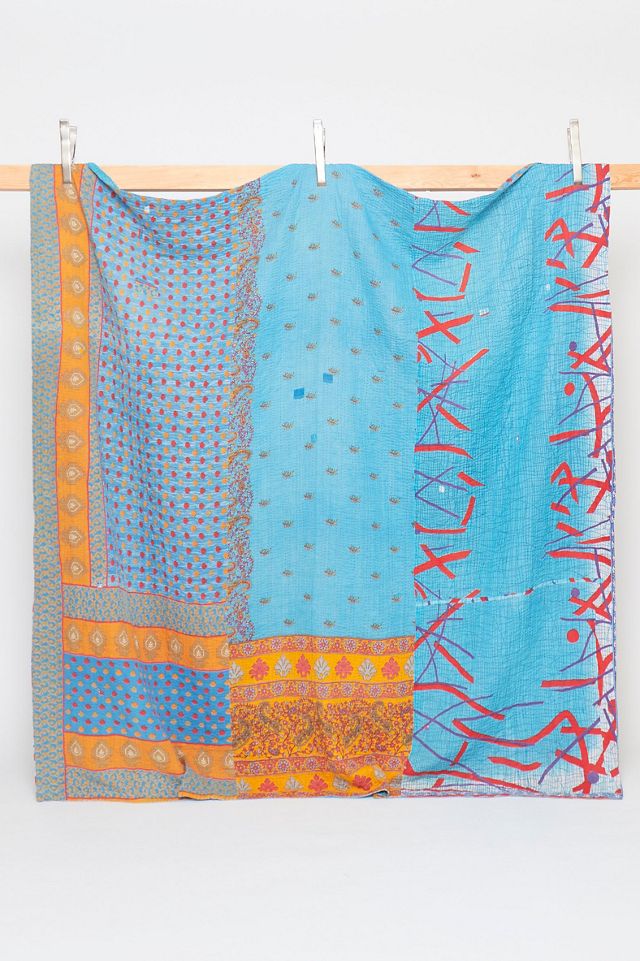 Anchal Queen Vintage Kantha Quilt No. Q230206 | AnthroLiving