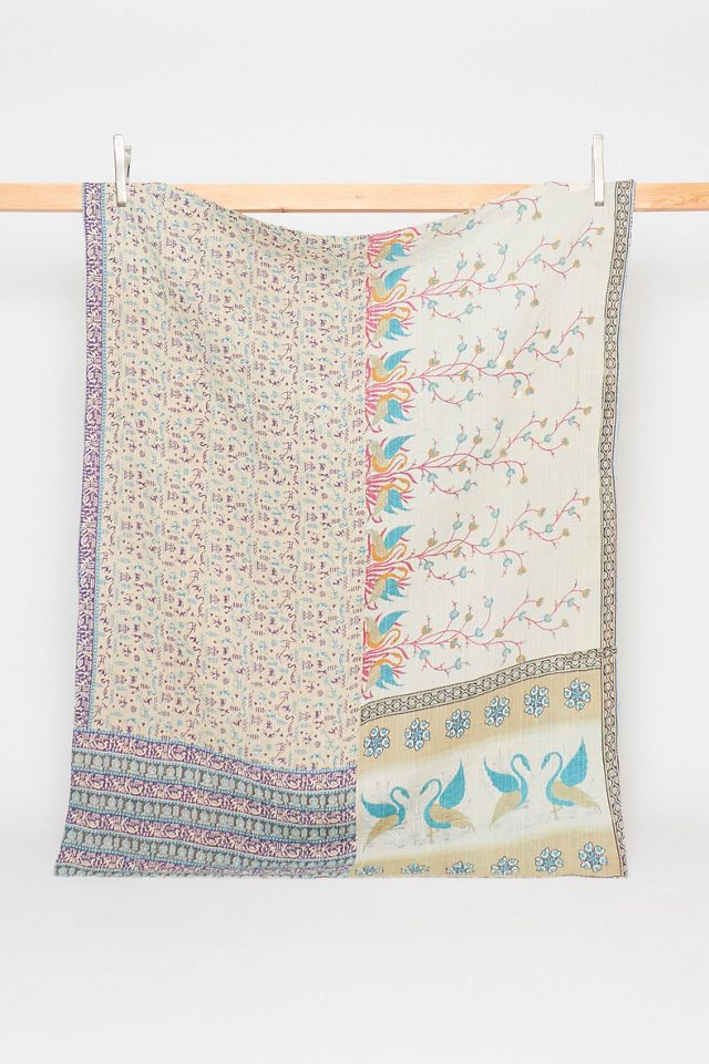 Anchal Twin Vintage Kantha Quilt No. T230203 | AnthroLiving