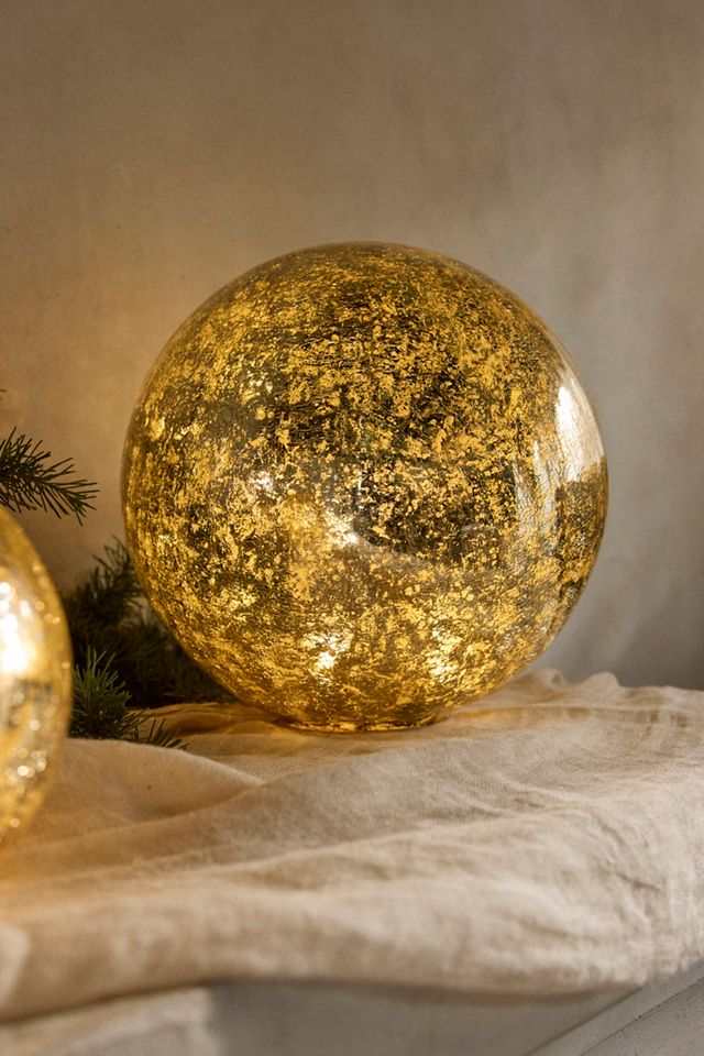 Glowing LED Sphere, Gold | Anthropologie