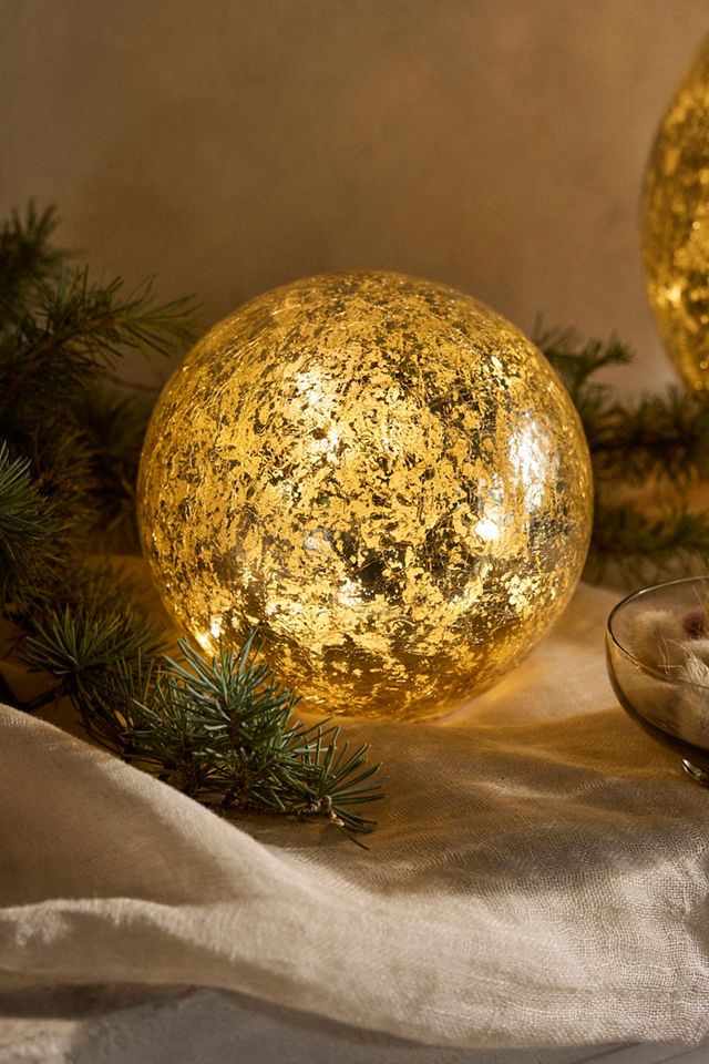 Glowing LED Sphere, Gold | Anthropologie