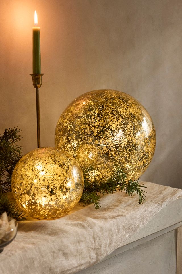 Glowing LED Sphere, Gold | Anthropologie