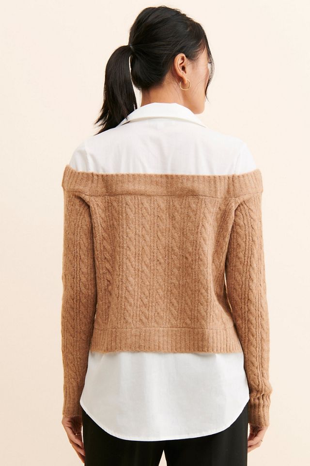 Flat White Sweater Twofer Top | Anthropologie