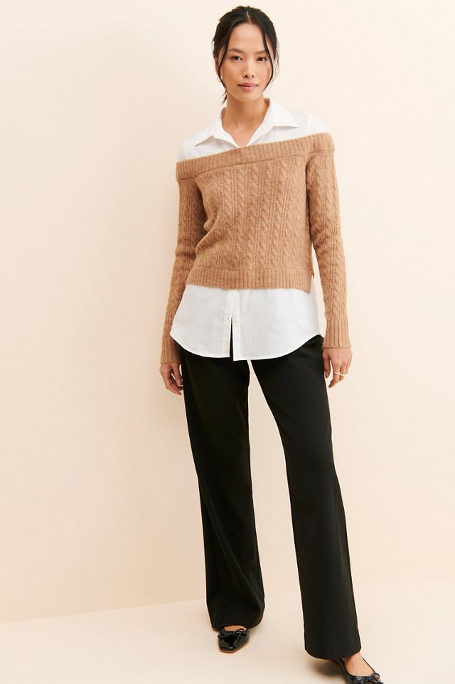 Flat White Sweater Twofer Top | Anthropologie
