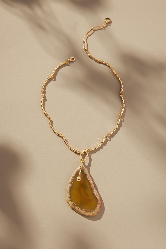 Wavy Chain Agate Pendant Necklace | Anthropologie