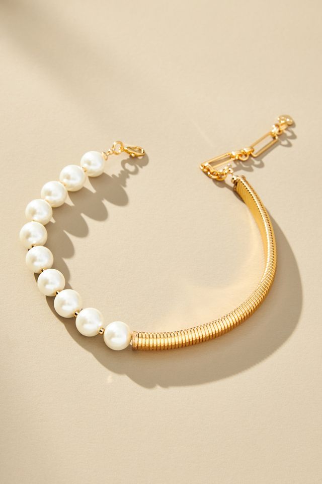 Pearl Snake Chain Collar Necklace | Anthropologie