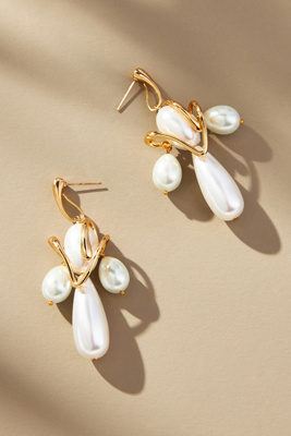 Four-Pearl Drop Earrings | Anthropologie