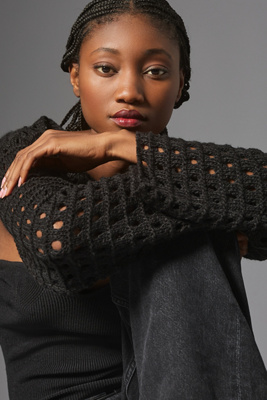 Self Contrast Open-Weave Shrug | Anthropologie