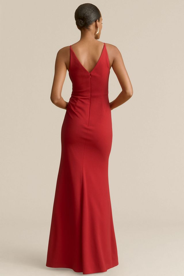 Bhldn Stella Sleeveless V Neck Stretch Crepe Maxi Dress Anthropologie
