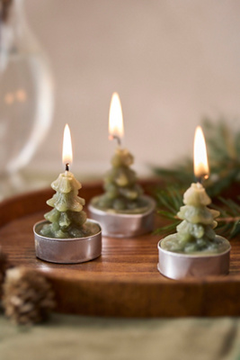 Evergreen Tree Tea Lights, Set of 9 | Anthropologie