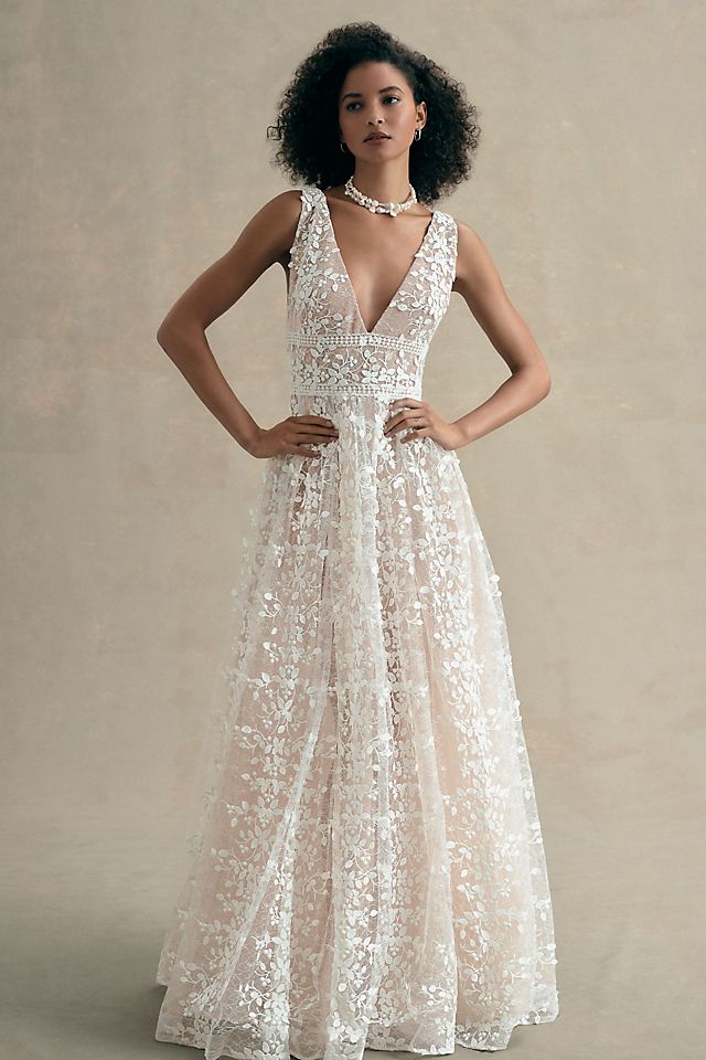 Bronx and Banco Megan Sleeveless V-Neck Lace Gown | Anthropologie Bronx and Banco Megan Sleeveless V-Neck Lace Gown | Anthropologie