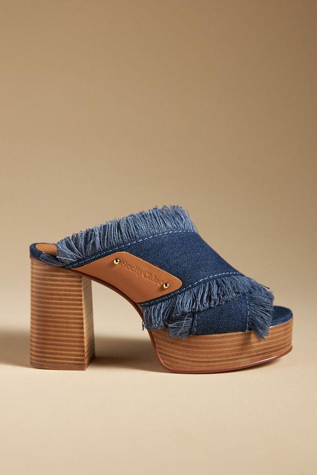 See By Chloe Denim Platform Mules | Anthropologie