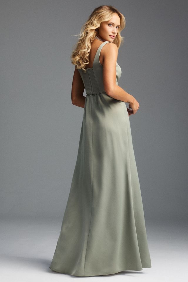 Bhldn Sophia Square Neck Satin Maxi Dress Anthropologie