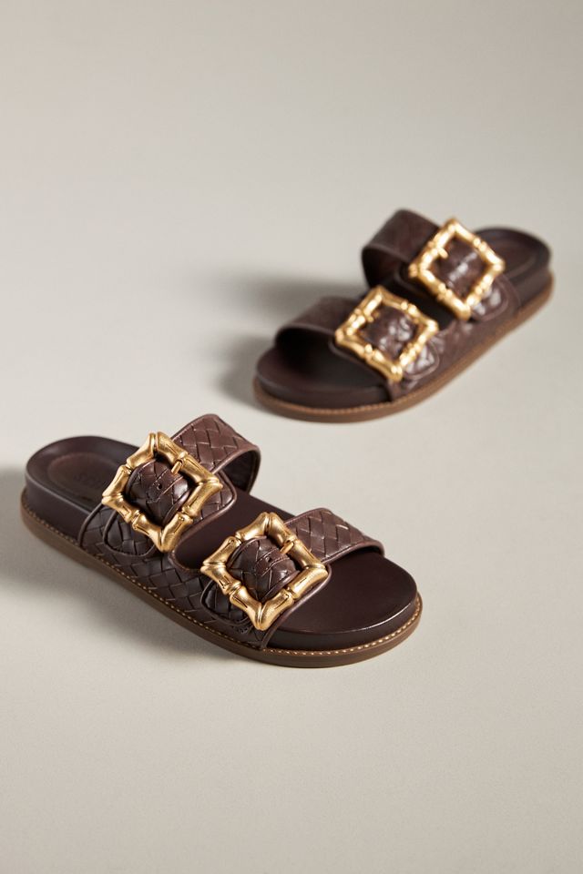 Schutz Enola Woven Slide Sandals | Anthropologie