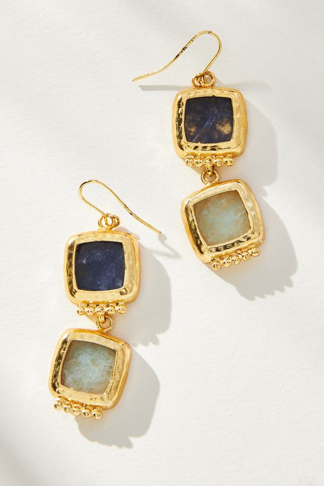 Llani Double Stone Drop Earrings | Anthropologie