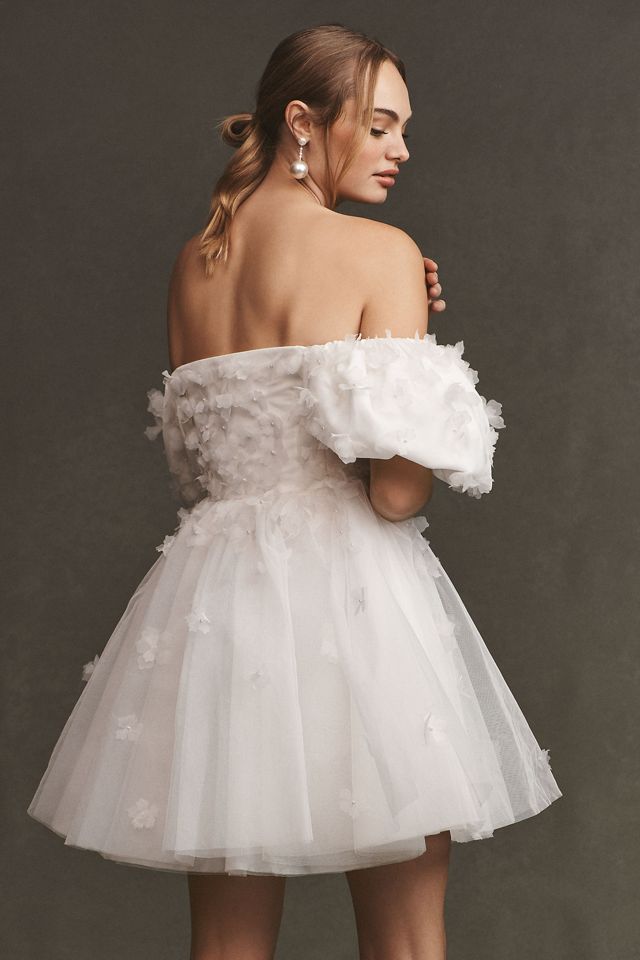 Bhldn Cleo Square Neck Puff Sleeve Mini Dress Anthropologie