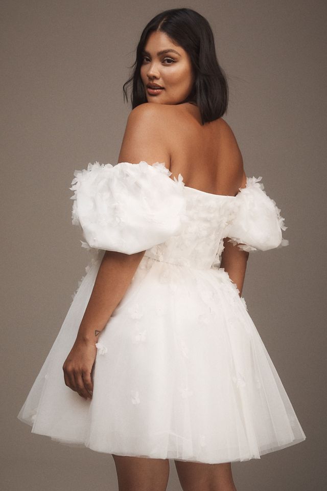 Bhldn Cleo Square Neck Puff Sleeve Mini Dress Anthropologie
