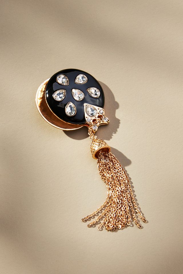 Circular Pendant Fringe Brooch | Anthropologie
