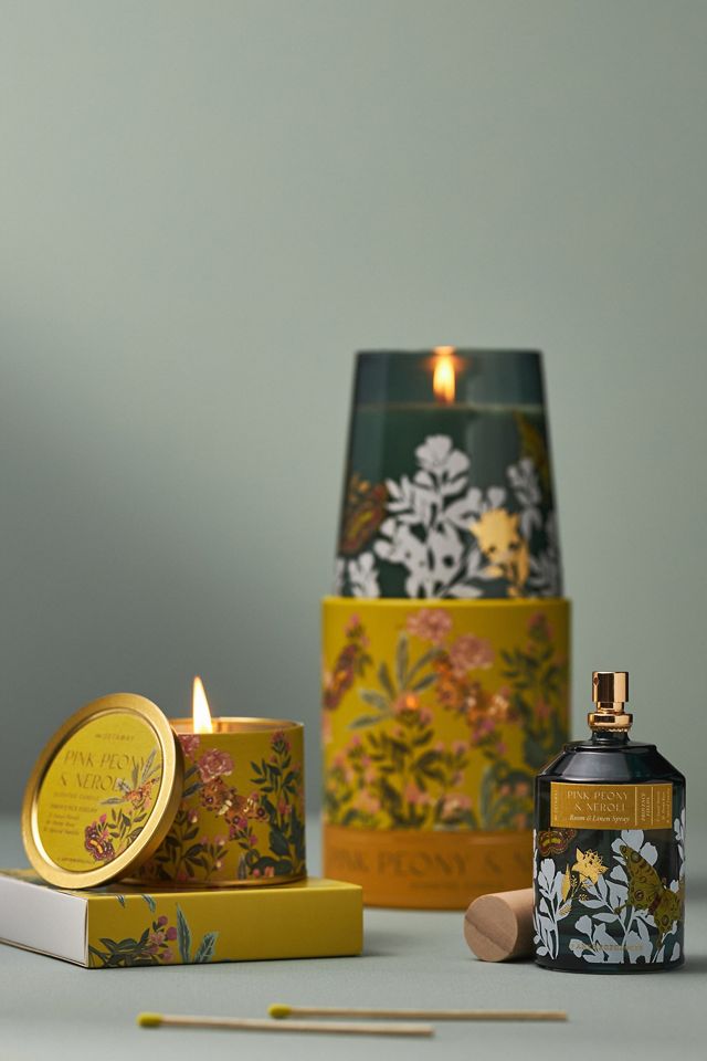 Getaway Floral Pink Peony & Neroli Tin Candle | AnthroLiving