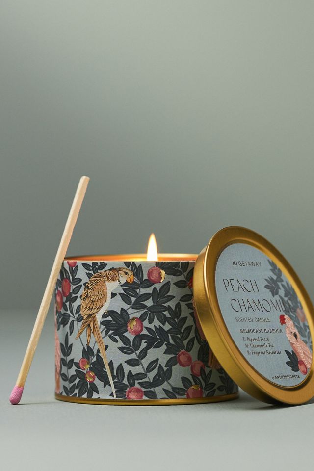 Getaway Fruity Peach Chamomile Tin Candle | AnthroLiving