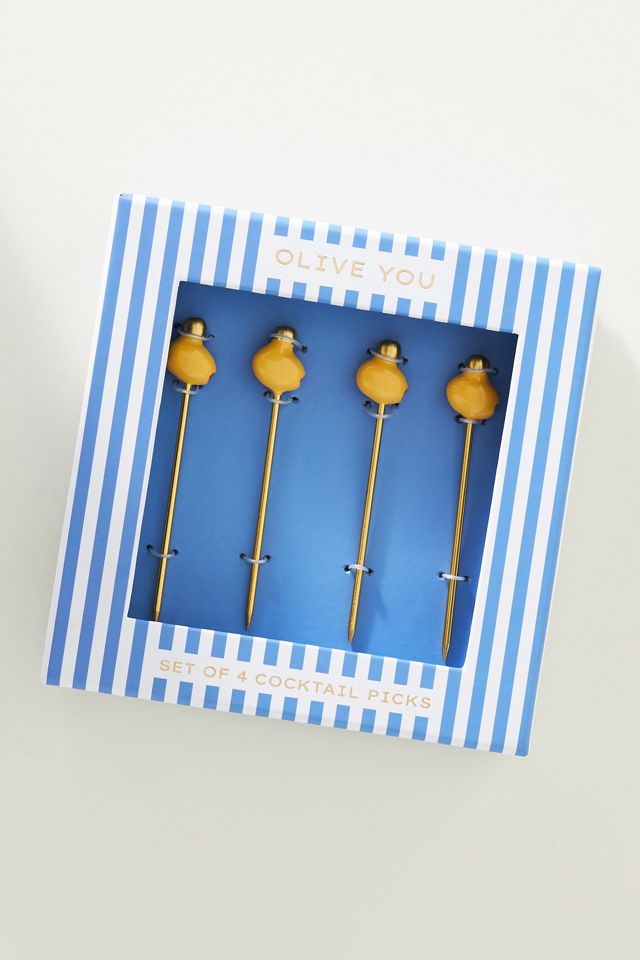 Olive Garnish Stainless Steel Cocktail Sticks Set Of 4 Anthropologie Uk