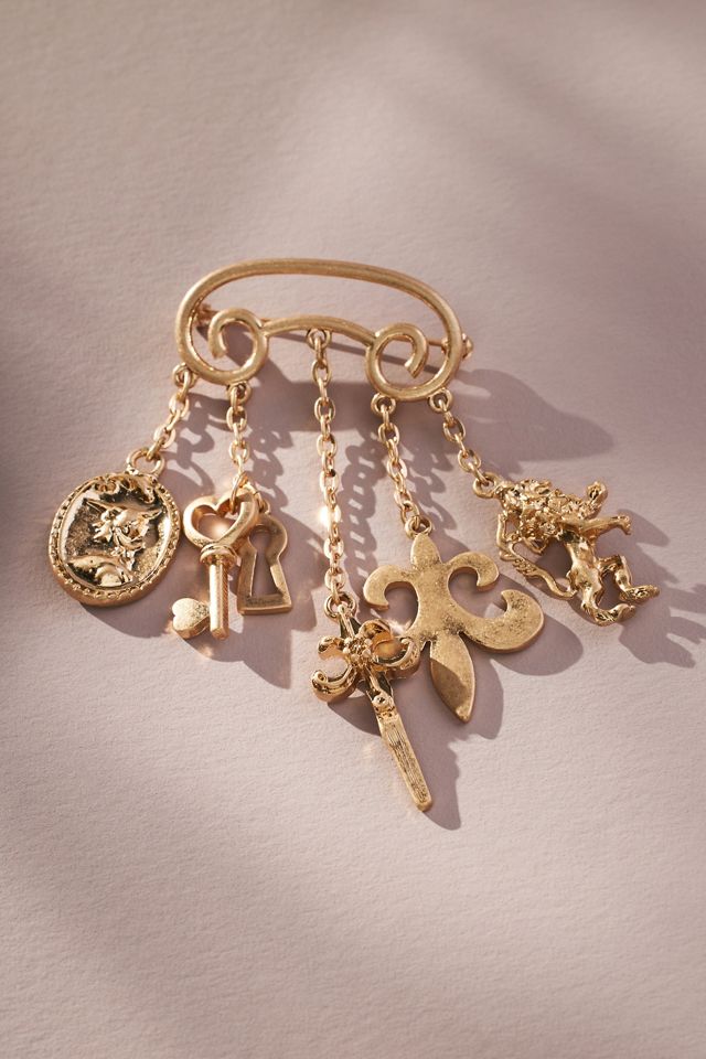 Assorted Charms Chain Brooch | Anthropologie