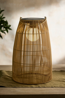 Solar Woven Wicker Outdoor Lamp | AnthroLiving