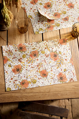 Autumn Florals Paper Placemats, Set of 24 | Terrain