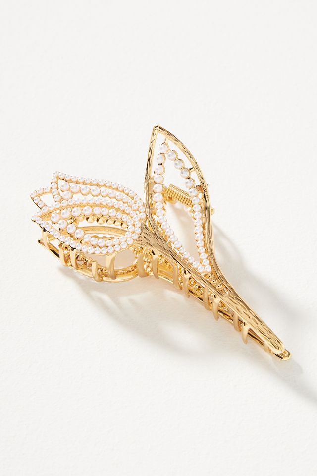 Embellished Metal Tulip Hair Claw Clip | Anthropologie
