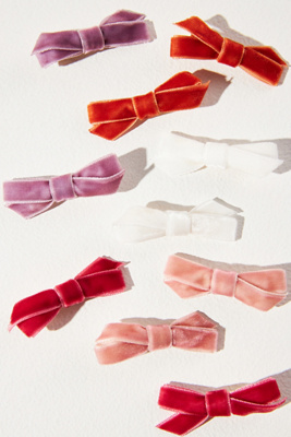 Small Velvet Bow Clips, Set of 10 | Anthropologie