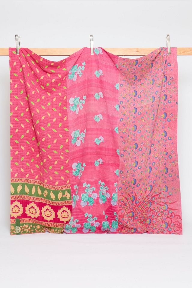 Anchal Queen Vintage Kantha Quilt No. Q230408 | AnthroLiving