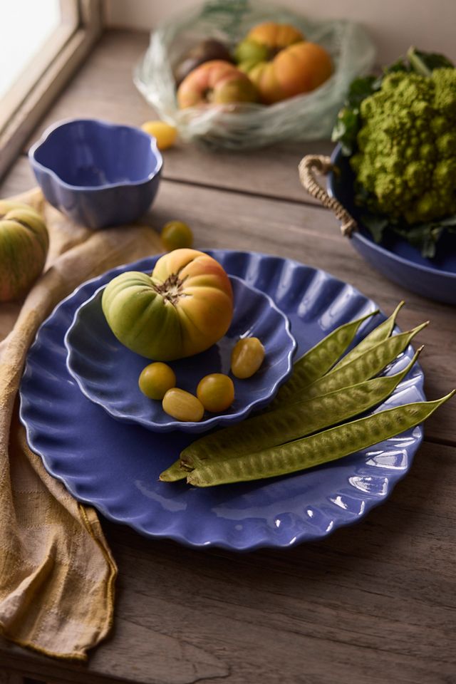 Indigo Fluted Rim Stoneware Bowl, Small | Anthropologie