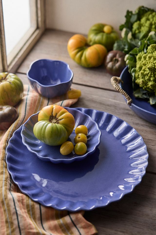 Indigo Fluted Rim Stoneware Bowl, Small | Anthropologie