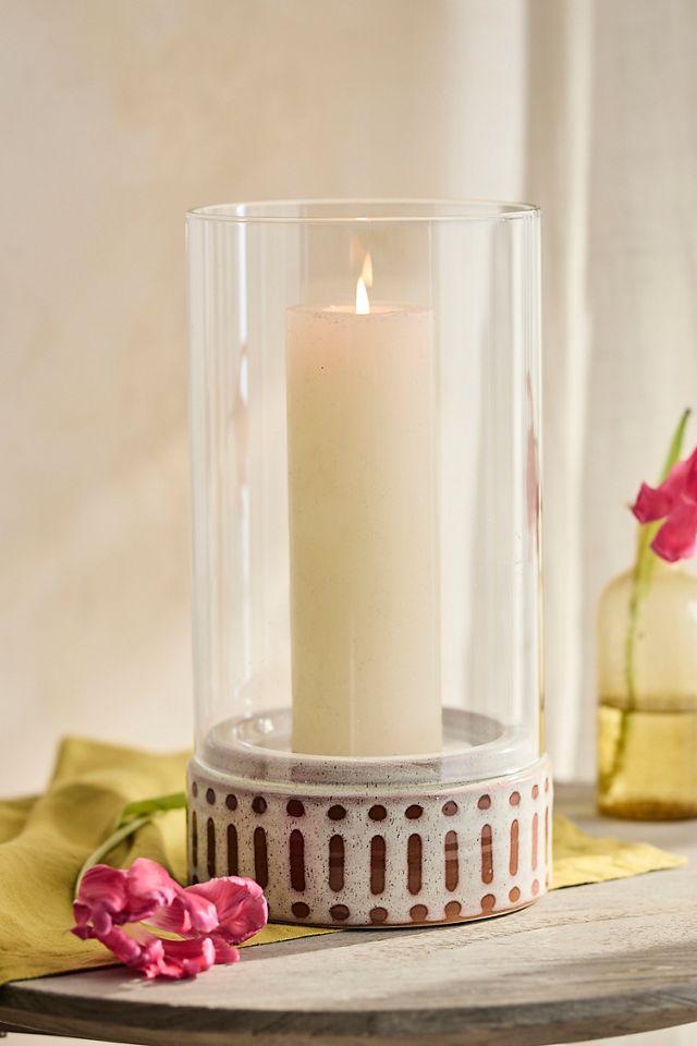 Ceramic Base Glass Hurricane | AnthroLiving