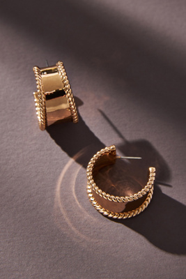 Ridged Wide C-Hoop Earrings | Anthropologie