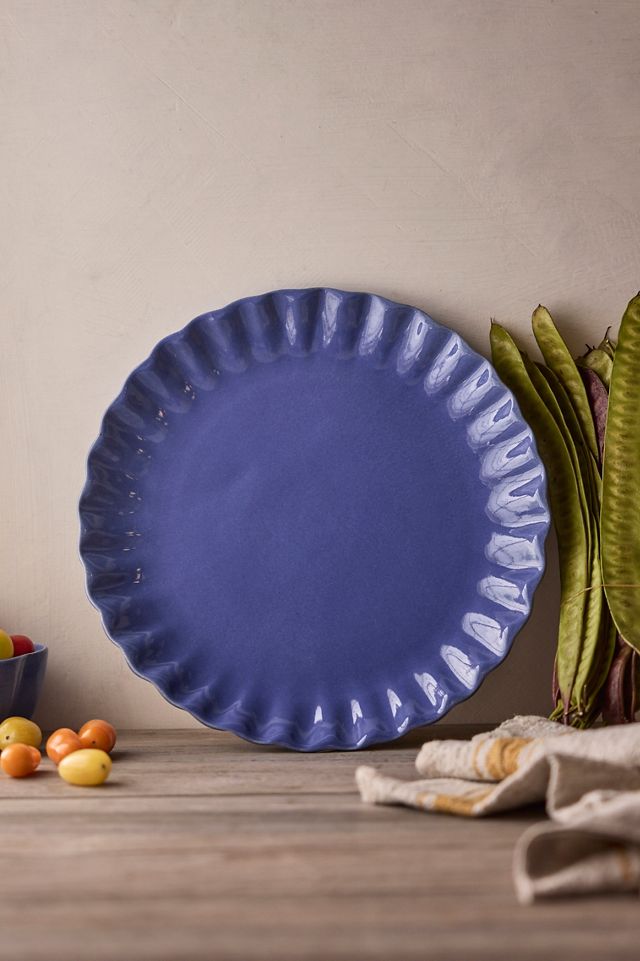 Indigo Fluted Rim Stoneware Plate | AnthroLiving